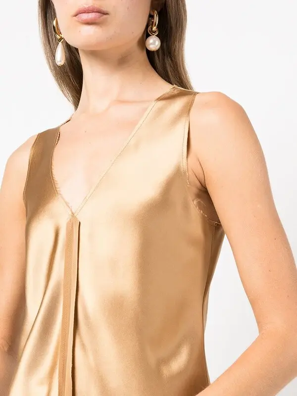 Voz Raw-cut Silk Tank Top - Gold