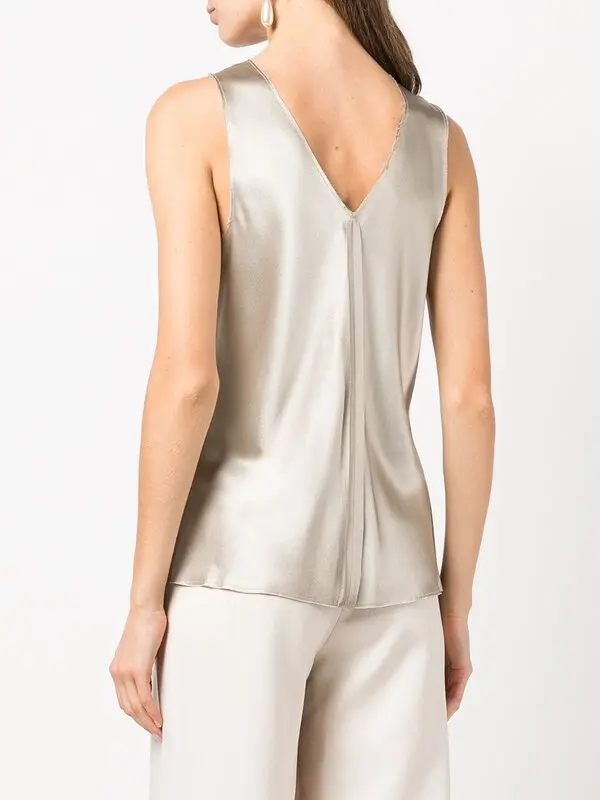 Voz Raw-cut Silk Tank Top - Grey