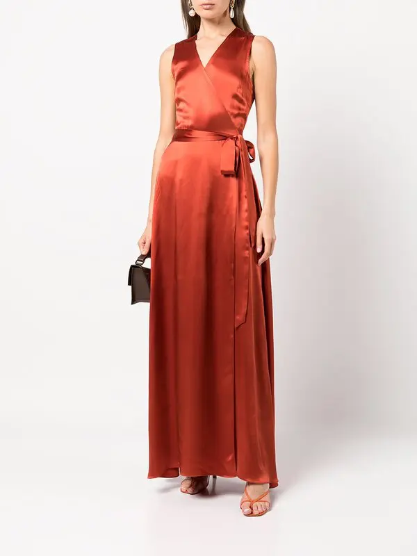 Voz Silk Maxi Wrap Dress - Red