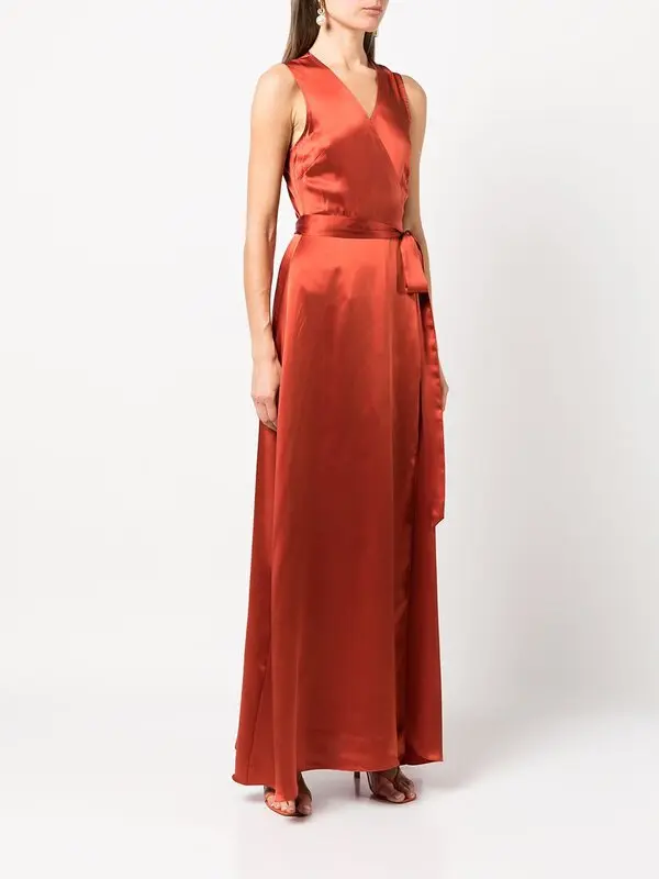 Voz Silk Maxi Wrap Dress - Red