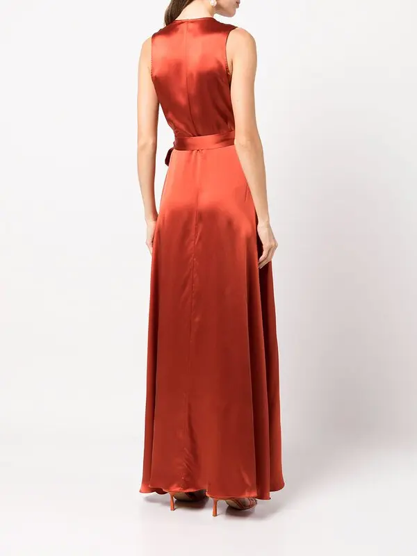 Voz Silk Maxi Wrap Dress - Red