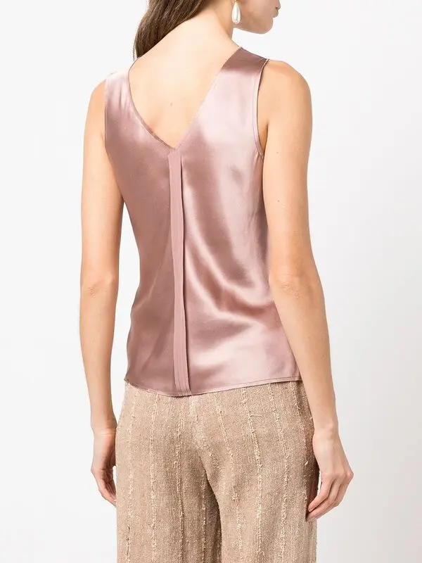 Voz Raw-cut Silk Tank Top - Pink