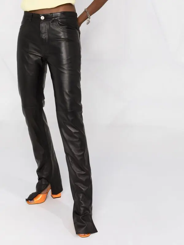 Attico Split-cuff Leather Trousers