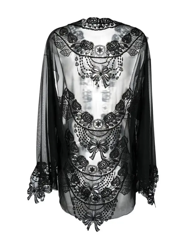 BELLE ET BON BON Bisoux Venetian Lace Robe - Black