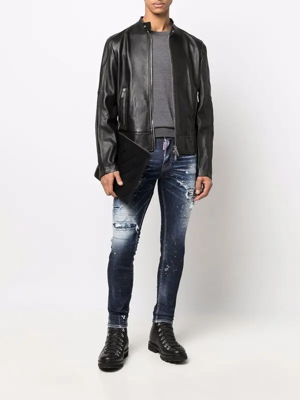 Dsquared2 Leather Biker Jacket