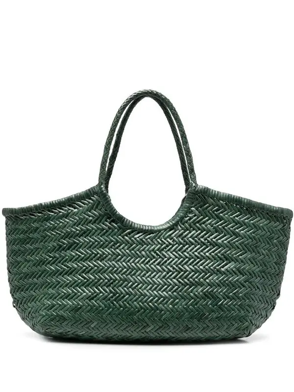 Dragon Diffusion Nantucket Interwoven Leather Tote Bag - Green