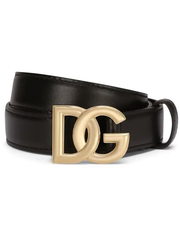 Dolce & Gabbana Dg-logo Leather Belt - Black