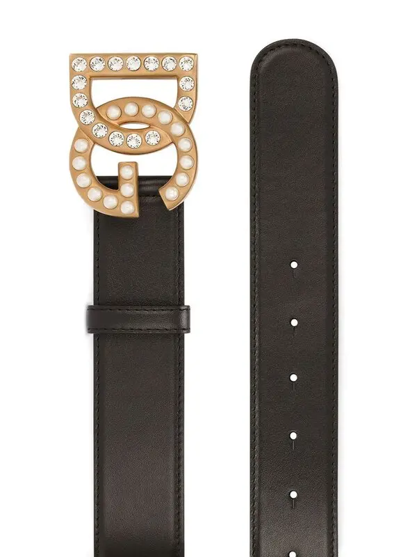 Dolce & Gabbana Dg-logo Leather Belt - Black