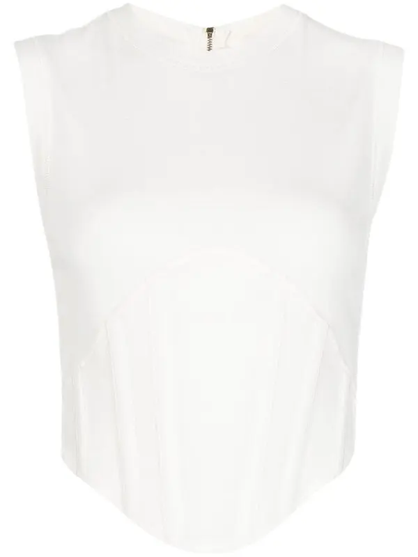 DION LEE Fine-ribbed Corset Tank Top - White