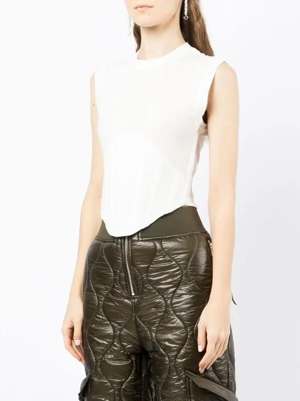DION LEE Fine-ribbed Corset Tank Top - White