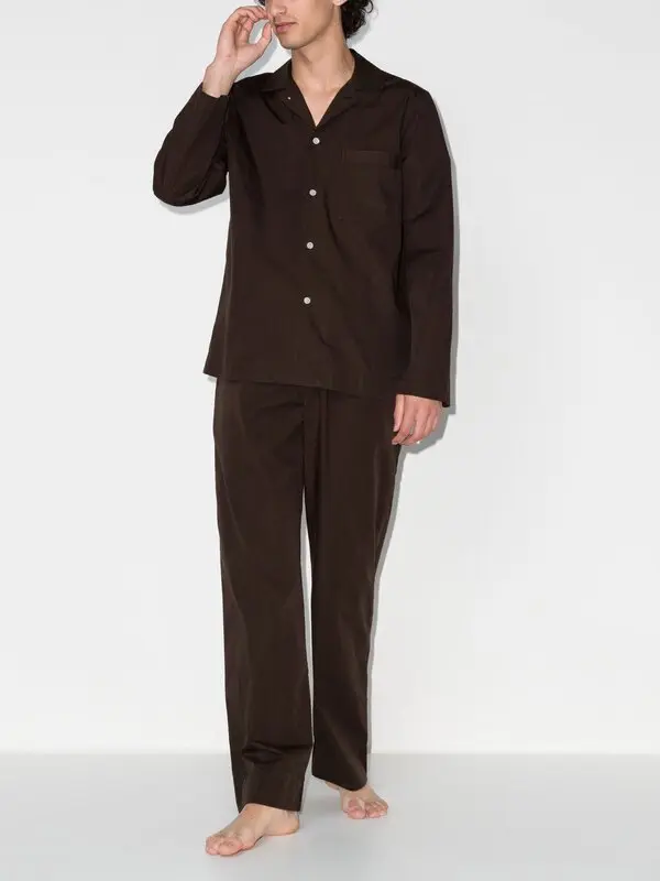 TEKLA Drawstring Pyjama Trousers - Brown
