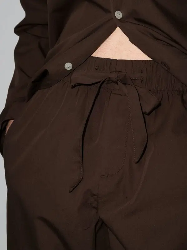 TEKLA Drawstring Pyjama Trousers - Brown