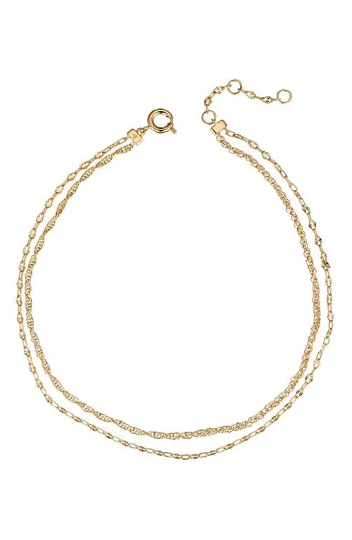 Nadri Florence Draped Double Chain Anklet - Gold