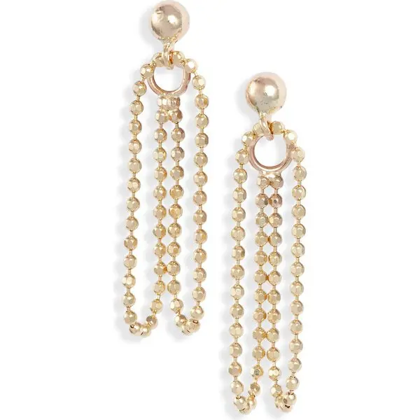 POPPY FINCH 14k Gold Beaded Double Drop Earrings - 14kyg