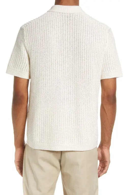Vince Crochet Cotton Short Sleeve Button-up Shirt - Bone