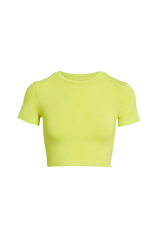 Adam Selman Cropped Cutout Neon Stretchjersey Crop Top - Bright Yellow
