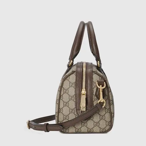 Gucci Ophidia Medium Top Handle Bag - Beige And Ebony Canvas