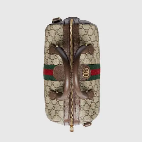 Gucci Ophidia Medium Top Handle Bag - Beige And Ebony Canvas