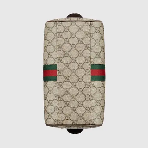 Gucci Ophidia Medium Top Handle Bag - Beige And Ebony Canvas