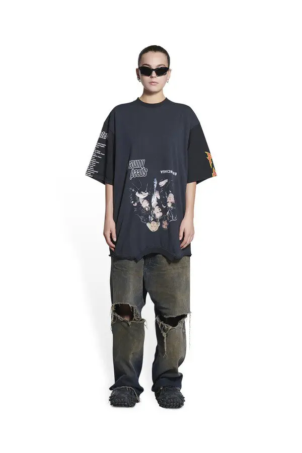 Balenciaga Upside Down T-Shirt Oversized - Black | Editorialist