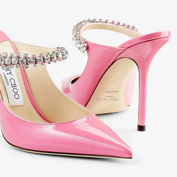 JIMMY CHOO Bing 100 Patent Leather Pumps With Crystal Strap