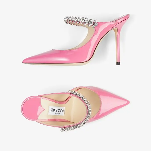 JIMMY CHOO Bing 100 Patent Leather Pumps With Crystal Strap