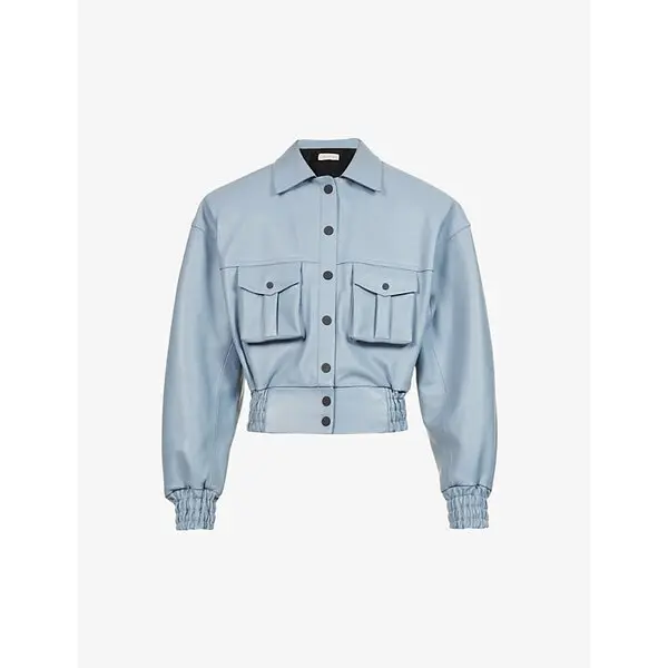 THE MANNEI Lea Elasticated-hem Relaxed-fit Leather Bomber Jacket