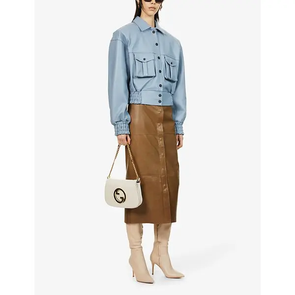 THE MANNEI Lea Elasticated-hem Relaxed-fit Leather Bomber Jacket
