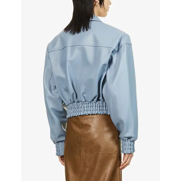 THE MANNEI Lea Elasticated-hem Relaxed-fit Leather Bomber Jacket
