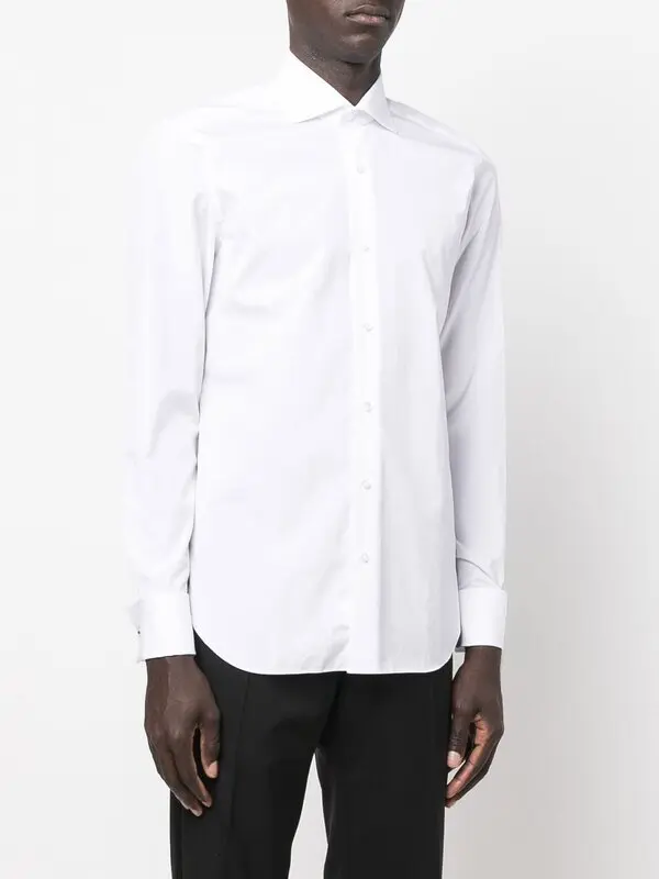BARBA NAPOLI Cotton Long-sleeved Shirt - White
