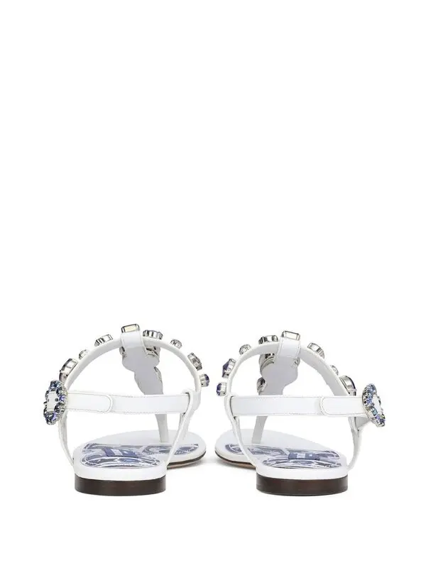Dolce & Gabbana Bejeweled Thong Sandals - White