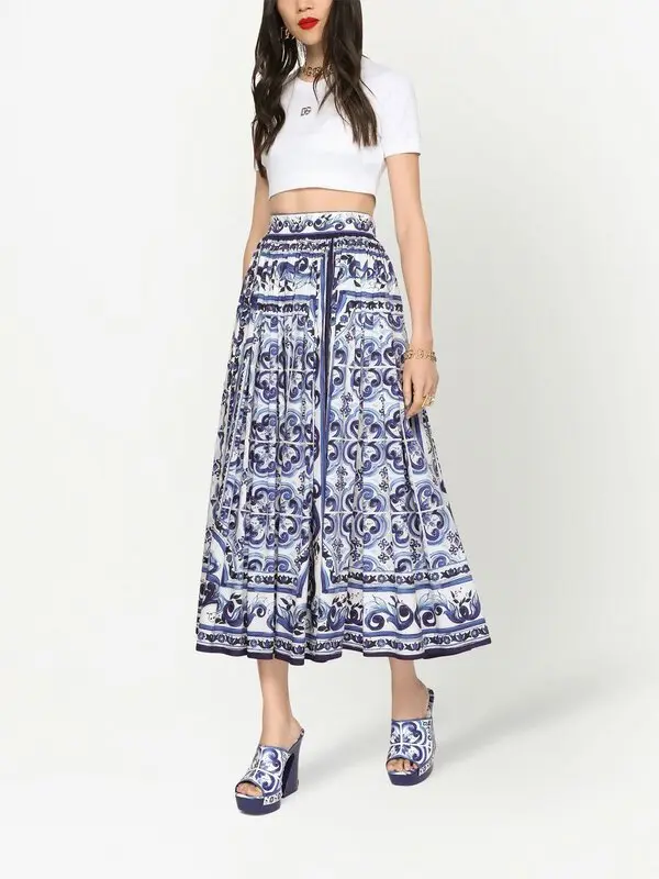 Dolce & Gabbana Majolica-print Pleated Maxi Skirt