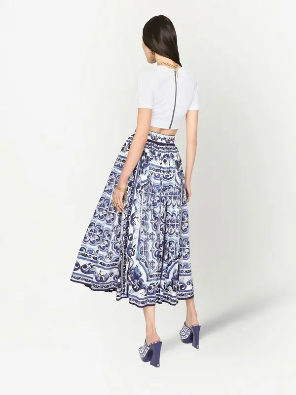 Dolce & Gabbana Majolica-print Pleated Maxi Skirt
