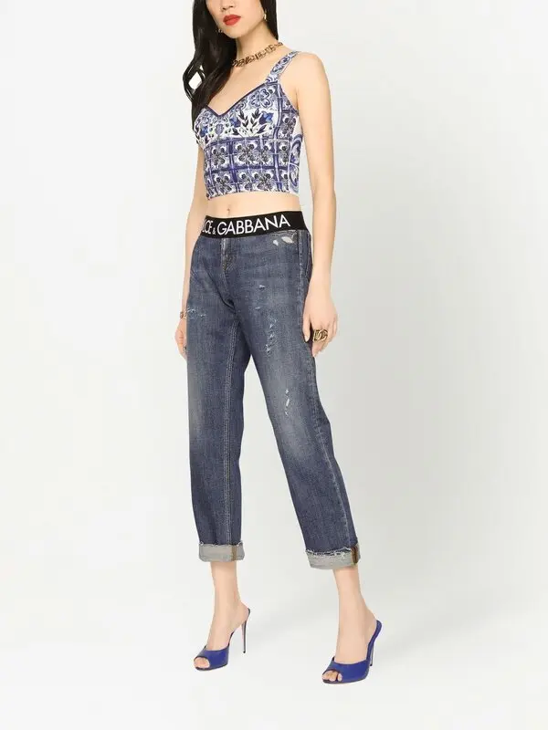 Dolce & Gabbana Majolica-print Corset Top - White