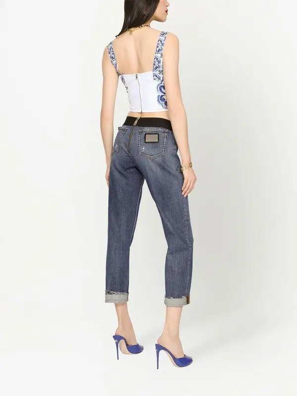 Dolce & Gabbana Majolica-print Corset Top - White