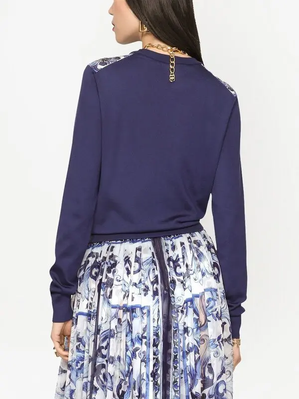 Dolce & Gabbana Majolica-print Silk Sweater - Blue