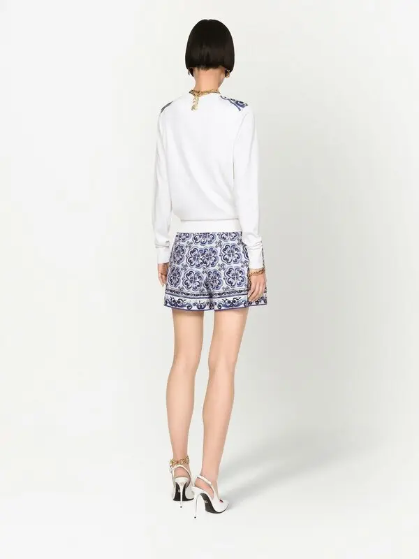 Dolce & Gabbana Majolica-print Silk Cardigan - White