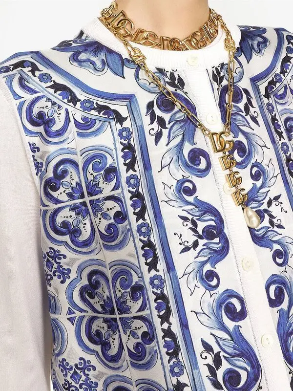 Dolce & Gabbana Majolica-print Silk Cardigan - White