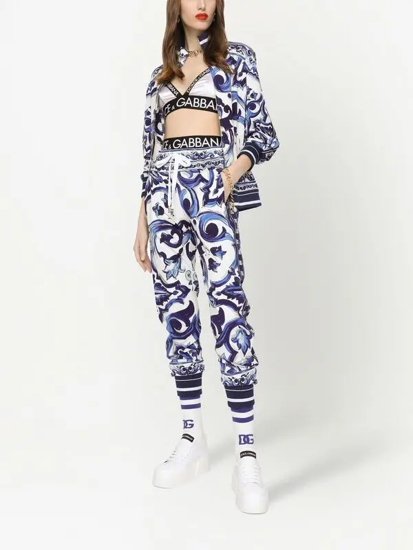 Dolce & Gabbana Majolica Print Zip-up Sweatshirt - Blue