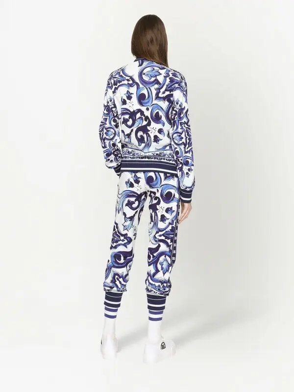Dolce & Gabbana Majolica Print Zip-up Sweatshirt - Blue