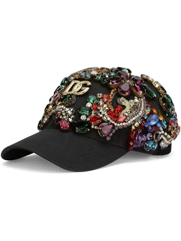 Dolce & Gabbana Dg-logo Rhinestone-embellished Baseball Cap - Black
