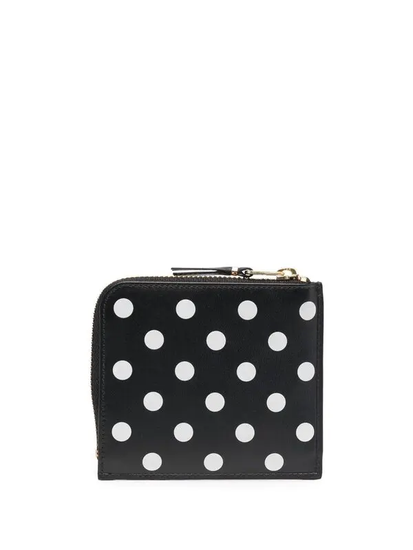 Comme Des Garçons Polka-dot Zip-around Wallet - Black