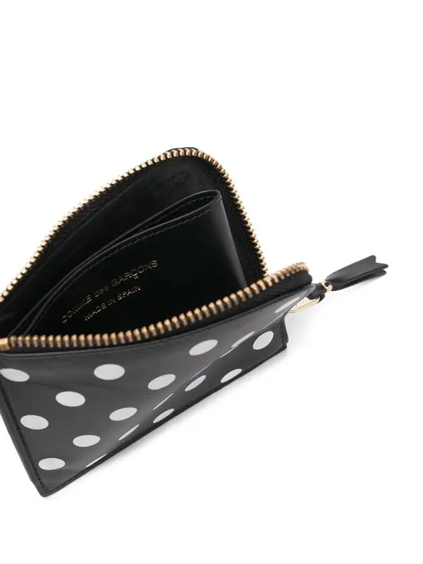 Comme Des Garçons Polka-dot Zip-around Wallet - Black