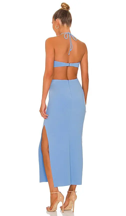 halter neck cross front dress Black Halter Crisscross Cut Out Drape Ruched Slit Dress main image 1