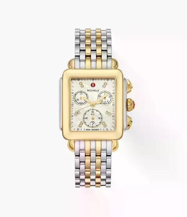 Michele Deco Two-tone Diamond Dial Watch - 18k 2-tone Gold-plated