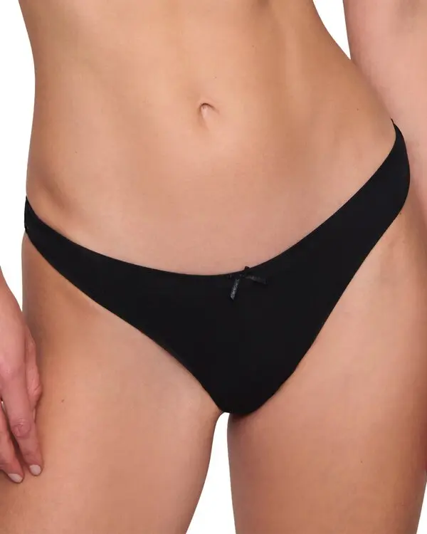 Eberjey Pima Stretch Cotton Thong - Black