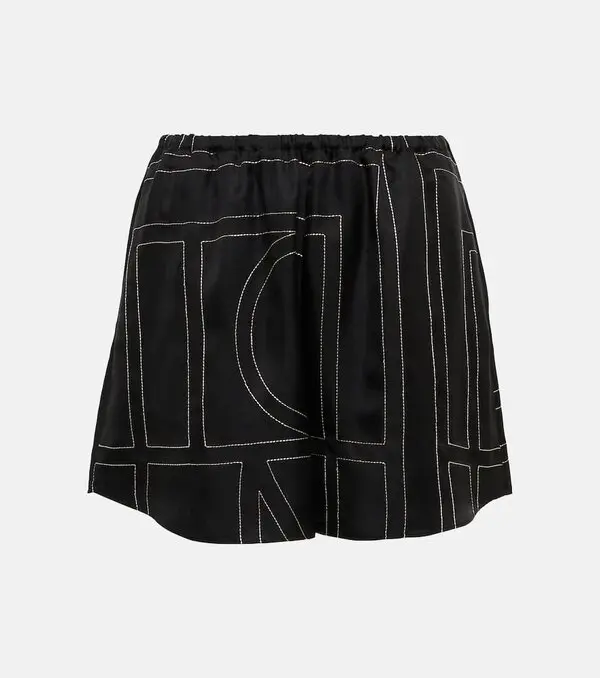 TOTEME Logo Silk Shorts - Black