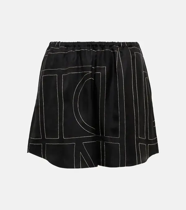 TOTEME Logo Silk Shorts - Black