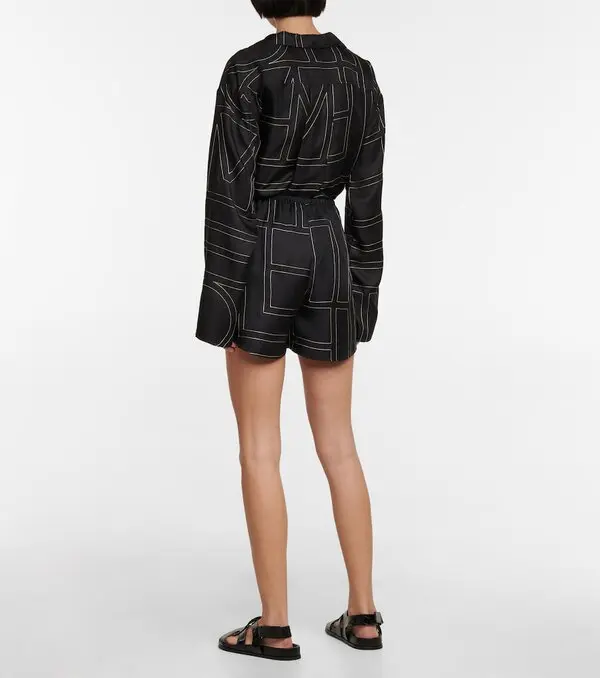 TOTEME Logo Silk Shorts - Black