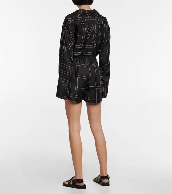 TOTEME Logo Silk Shorts - Black